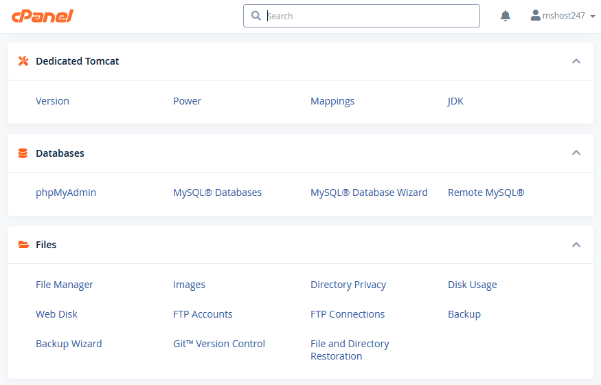 cpanel-dashboard-dedicated-tomcat